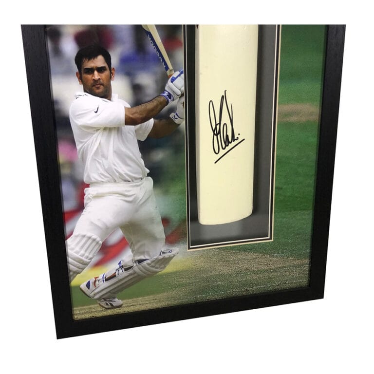 MS Dhoni Signed Cricket Bat Display - Elite Exclusives