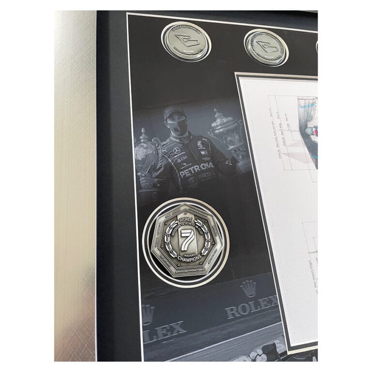 Lewis Hamilton Signed Mercedes 2020 Technical Drawing & Medals Display ...